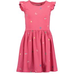Blue Seven M&auml;dchen Jerseykleid, pink, Gr. 98, bedruckt, Jersey, Obermaterial: 100% Baumwolle, Kleider