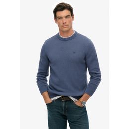Superdry Herren Strickpullover "PREPPY COTTON JUMPER", blau, Gr. M, unifarben, Strick, Obermaterial: 100% Baumwolle, Pullover, Baumwolle, regular fit