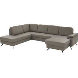Wohnlandschaft DIE PLANBAR, B:309cm H:88cm T:235cm, braun, Sofas, "PN-EM15047 U-Form, ohne Kopfst&uuml;tzen", Echtleder, wahlweise mit Schlaffunktion u.
