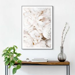 Bild mit Rahmen Reinders, B:50cm H:70cm T:1,6cm, wei&szlig;, Holzwerkstoff, Wohnzimmer, Bilder, "White Roses"