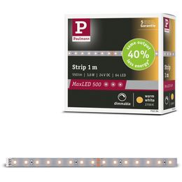 Paulmann LED-Streifen "MaxLED 500 LED Strip Warmwei&szlig; Einzelstripe", Dioden 64 Stk., Gesamtl&auml;nge 1m, silber, K&uuml;che, Lichterketten