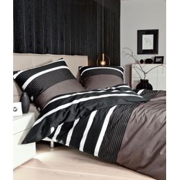 Bettw&auml;sche Janine, braun, Feinbiber, Obermaterial: 100% Baumwolle, Bettw&auml;sche, "J. D.", Bettw&auml;sche im Streifen-Design in verschiedenen Qualit&auml;ten