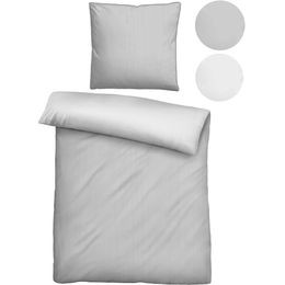 Wendebettw&auml;sche Biberna, grau, Mako-Satin, Obermaterial: 100% Baumwolle, Bettw&auml;sche, "0615211 Premium Satin aus 100% Baumwolle mit Rei&szlig;verschlu&szlig;",