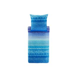 Bettw&auml;sche Bassetti, blau, Jersey, Obermaterial: 100% Baumwolle CO., Bettw&auml;sche, "BRUNELLESCHI", aus satinierter Baumwolle und Rei&szlig;verschluss