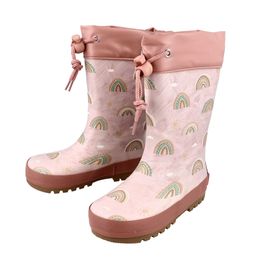MaxiMo M&auml;dchen Gummistiefel, Gr. 25, rosa, Obermaterial: 100% Gummi, Schuhe, Allover-Print, leicht gef&uuml;ttert, reflektierend