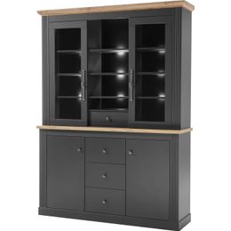 Buffet OTTO HOME, B:153cm H:205cm T:40cm, grau, K&uuml;che, Schr&auml;nke, "Westminster, Buffetschrank im Landhausstil, Schrank, Hochschrank", Metallgriffe,