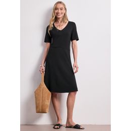 Street One Damen Jerseykleid, schwarz, Gr. 40, unifarben, Web, Obermaterial: 70% Viskose, 25% Polyester, 5% Elasthan, Kleider, unifarben und mit