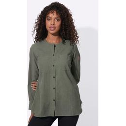 Casual Looks Damen Hemdbluse, gr&uuml;n, Gr. 54, unifarben, 100% Baumwolle, Blusen
