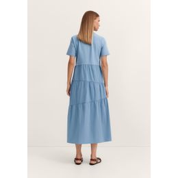 Bugatti Damen Sommerkleid "Materialmix"340, blaugrau, Gr. XL, unifarben, 78% Baumwolle, 18% Polyamid, 4% Elasthan, Kleider, mit asymmetrischen