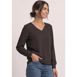 Street One Damen Langarmshirt, braun, Gr. 34, unifarben, Chiffon, Vorderseite: 100% Polyester. &Auml;rmel: 100% Polyester. R&uuml;ckseite: 95% Viskose, 5%