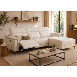 Ecksofa OTTO HOME, B:261cm H:97cm T:179cm, beige, Kunstleder 100% Polyurethan, Wohnzimmer, Sofas, "LUND, Lederoptik, L-Form, 261cm, man./elektr.