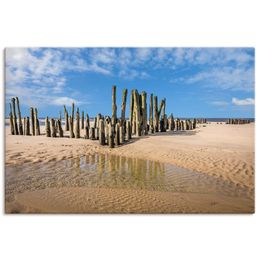 Wandbild Artland, B:120cm H:80cm, braun, Wohnzimmer, Bilder, "Alte Buhnen am Strand von Rantum Sylt", als Alubild, Leinwandbild, Poster,