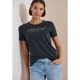 Cecil Damen T-Shirt, schwarz, Gr. L, bedruckt, Web, 48% Baumwolle, 48% Modal, 4% Elasthan, Shirts, mit Glitzer-Detail