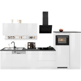 K&uuml;chenzeile KOCHSTATION, B:350cm T:60cm, wei&szlig;, Komplettk&uuml;chen-Sets, "KS-Virginia,neu in verbesserter Ausf&uuml;hrung", Breite 350 cm,Soft-Close, mit