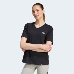 Damen T-Shirt "SUMMER SLIDE GRAPHIC MIT V-AUSSCHNITT"schwarz, Gr. XS, adidas Sportswear, Obermaterial: 100% Baumwolle, Shirts