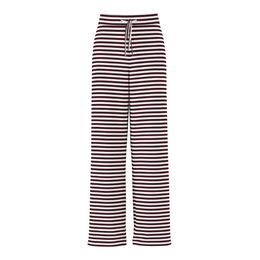 Pieces Damen Jerseyhose "PCLAYA MW WIDE PANTS JRS NOOS"winetasting stripes:hellwei&szlig;, Gr. XXL, gestreift, Jersey, Obermaterial: 65% Polyester, 30%