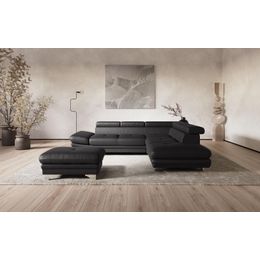 Ecksofa COTTA, B:277cm H:91cm T:104cm, schwarz, Softlux-Kunstleder;Luxus-Kunstleder, Wohnzimmer, Sofas, "Enterprise L-Form, B: 277 cm", Arm- &