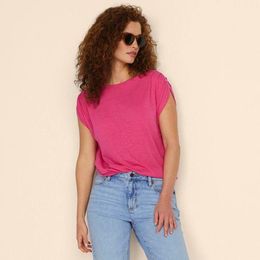 LANDS' END Shirt aus Leinenmix mit U-Boot-Ausschnitt f&uuml;r Damen, Damen, size: regular, Pink, Leinen/Viskose, by Lands' End
