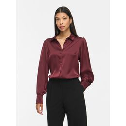 Vila Damen Langarmbluse "VIENNA RAVENNA L/S BALLOON SHIRT - NOOS", rot, Gr. 40, unifarben, Web, Obermaterial: 100% Polyester, Blusen, Kunstfaser,