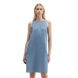 Marc O'Polo MARC O'POLO Damen Midikleid "mit Eingrifftaschen", blau, Gr. 42, unifarben, Obermaterial: 100% Leinen. Futter: 100% Baumwolle, Kleider