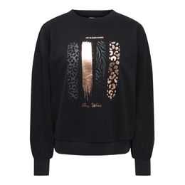 Only Damen Sweatshirt "ONLBROOKY L/S PRINT UB CS SWT", schwarz, Gr. M, bedruckt, Sweatware, Obermaterial: 60% Baumwolle, 40% Polyester, Sweatshirts,