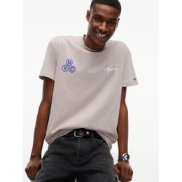 Tommy Jeans Herren T-Shirt "REGULAR SIGNATURE PLAY TEE", beige, Gr. M, unifarben, Single Jersey, Obermaterial: 100% Baumwolle, Shirts, Regular fit