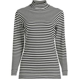 LANDS' END Stehkragen-Shirt in Petite-Gr&ouml;&szlig;e, Damen, size: petite, Schwarz, Baumwolle, by Lands' End