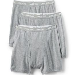 LANDS' END Baumwoll-Boxershorts f&uuml;r Herren (3er-Set), Herren, size: regular, Grau, Baumwolle, by Lands' End