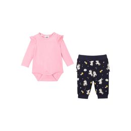 bonprix Baby Body & Hose, pink, Gr. 80, bedruckt, unifarben, Jersey, Obermaterial: 100% Baumwolle. Unterteil: 100% Baumwolle, KOB Set-Artikel,
