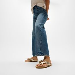 fitflop Damen Dianette "GRACIE FLOWER LEATHER FLIP-FLOPS", Gr. 38, gold, Leder, Schuhe, Zehentrenner, Sommerschuh mit auff&auml;lliger Bl&uuml;te