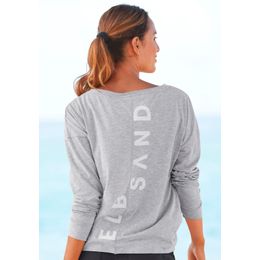 ELBSAND Damen Langarmshirt "Eltje", grau, Gr. XL, meliert, Jersey, Obermaterial: 60% Baumwolle, 40% Polyester, Shirts, mit Logodruck hinten,