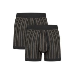 Schiesser Herren Boxershorts "Original Classics", Gr. 7, schwarz, Feinripp, Obermaterial: 100% Baumwolle, Unterhosen, mit Eingriff, gestreift