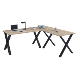Schreibtisch Vcm, B:130cm T:130cm, braun, B&uuml;ro, Tische, "X Schreibtisch Eckschreibtisch L Form 130x130x50"