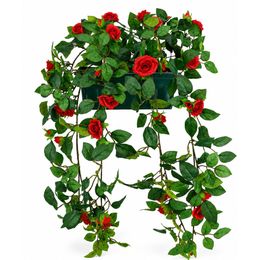 Kunstblume I.GE.A., B:30cm H:57cm T:25cmrot, Obermaterial: 90% Polyester, 10% sonstige Fasern, Kunstpflanzen, "K&uuml;nstlicher Wildrosen-Busch im Kasten