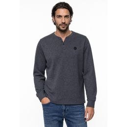 Street One MEN Herren Langarmshirtschwarz ink blau, Gr. L, unifarben, Web, Obermaterial: 65% Baumwolle, 34% Polyester, 1% Viskose, Shirts, im Melange