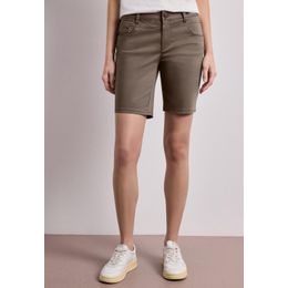 Street One Damen Shorts, braun, Gr. 46, unifarben, Web, 97% Baumwolle, 3% Elasthan, Hosen, in Bermuda-L&auml;nge