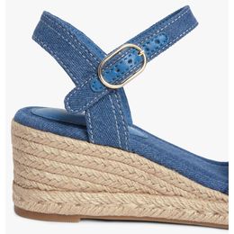 Tommy Hilfiger Damen Keilsandalette "MID WEDGE ESPAD WEBBING", Gr. 41denim, Textil, unifarben, Schuhe, Sommerschuh, Riemchensandale mit Kontrastbesatz
