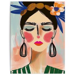 Poster Reinders, B:60cm H:80cm T:0,1cm, bunt, Outdoor, Bilder, "Spring Face", Garten - Frau - Gesicht - Abstrakt - Mehrfarbig - Leinwand - Abstrakt