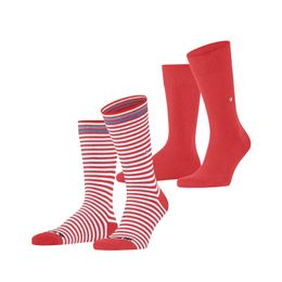 Burlington Damen Socken "Everyday Stripe 2-Pack", Gr. 40, rot, Obermaterial: 79% Baumwolle CO. 19% Polyamid PA. 2% Elasthan EL., glatt, Socken