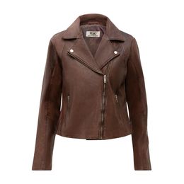 RICANO Damen Bikerjacke "Lederjacke Antonia", braun, Gr. L, Obermaterial: 100% Lammnappaleder LANA. Futter: 100% Baumwolle CO., Jacken, Handgefertigt