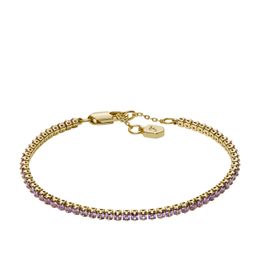 Fossil Damen Tennisarmband "Schmuck Geschenk Metall ELLIS", 19cm, Metall, lila, Metall, Armb&auml;nder, mit Zirkonia (synth.)