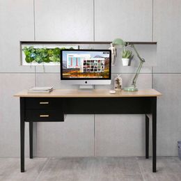 Pharao24.de B&uuml;rotisch Computerschreibtisch in Schwarz und Naturfarben