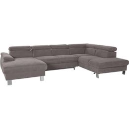Wohnlandschaft COTTA, B:320cm, grau, Microfaser PRIMABELLE (100% Polyester);Kunstleder SOFTLUX;Feinstruktur (100% Polyester);Kunstleder