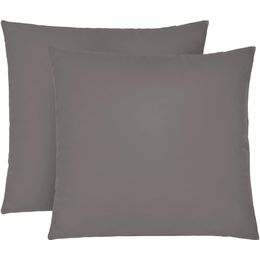Kissenbezug Biberna, B:40cm L:40cm, grau, Feinjersey, Obermaterial: 100% Baumwolle, Kissenbez&uuml;ge, "Michi Feinjersey mit Rei&szlig;verschluss", verschiedene