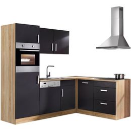 Winkelk&uuml;che KOCHSTATION, B:230cm H:200cm T:60cm, grau, Komplettk&uuml;chen-Sets, "KS-Toronto", Stellbreite 230x170 cm, mit E-Ger&auml;ten