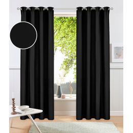 Vorhang OTTO HOME, B:140cm H:175cm, schwarz, Polyester, Recyceltes Material, Wohnzimmer, Gardinen, "Raja", einfarbig, Einfache Montage, Pflegeleicht,