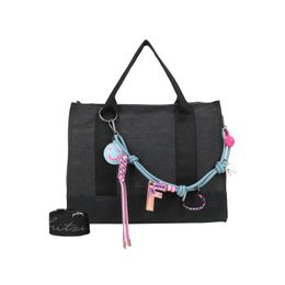 Damen Henkeltasche "T&uuml;ddel&uuml;t", Fritzi aus Preussen, schwarz, Nylon, unifarben, Taschen, mit wundersch&ouml;ner Anh&auml;ngerkette