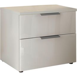Nachtkonsole Wiemann, B:60cm H:46,4cm T:43cm, wei&szlig;, Floatglas, Holzwerkstoff, Metall, Sideboards, "Como", vormontiert