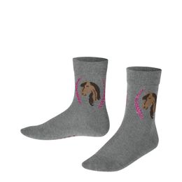 Falke Damen Socken "Horse", Gr. 27, grau, Obermaterial: 82% Baumwolle CO. 15% Polyamid PA. 2% Elasthan EL. 1% metallisierte Fasern MTF., Socken