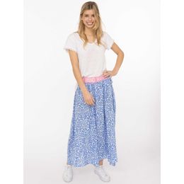 Zwillingsherz Damen Maxirock ""Geometric Flowers"", blau, Gr. L, Web, Obermaterial: 100% Viskose, R&ouml;cke, Florales Muster, Gummizug mit Schrift,